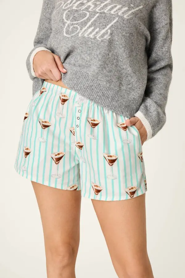 PJ Salvage Espresso Martini Print Flannel Shorts