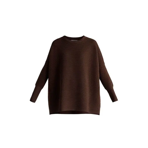PAISIE Ribbed Jumper In Dark - Brown