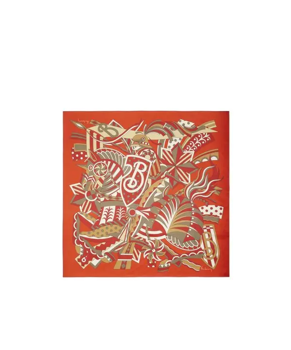 Burberry Carousel Graphic Printed Scarf - Rust