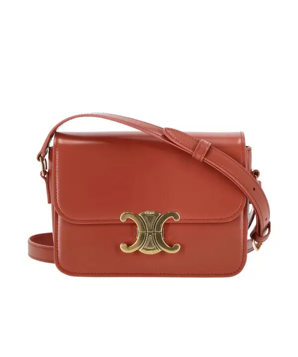 Celine Teen Triomphe Bag In Shiny Calfskin - Brown