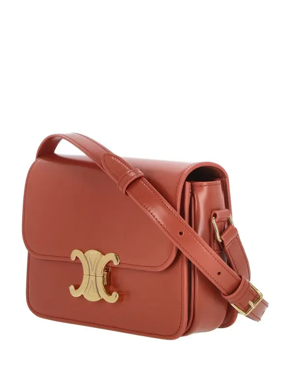Celine Teen Triomphe Bag In Shiny Calfskin - Brown