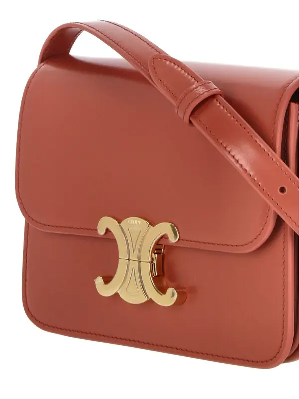 Celine Teen Triomphe Bag In Shiny Calfskin - Brown