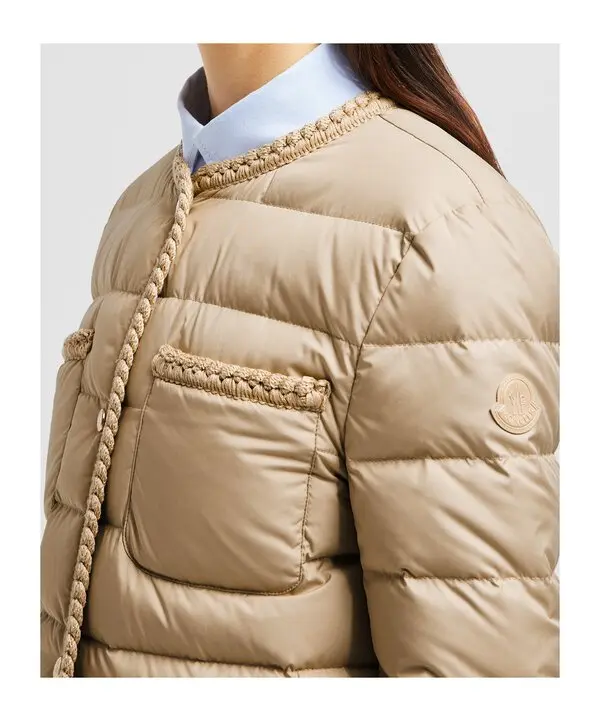Moncler Braided Trim Short Padded Jacket - Light Brown