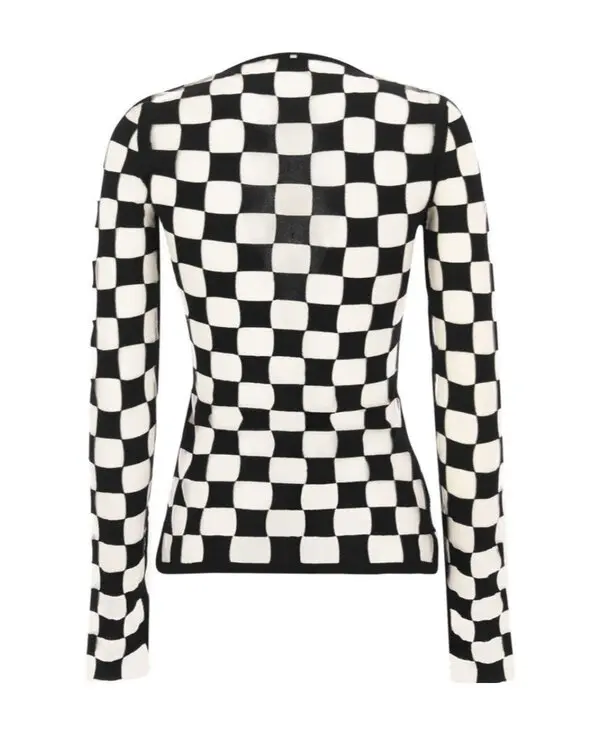 Sportmax Checkerboard Effect Crewneck Knitted Jumper