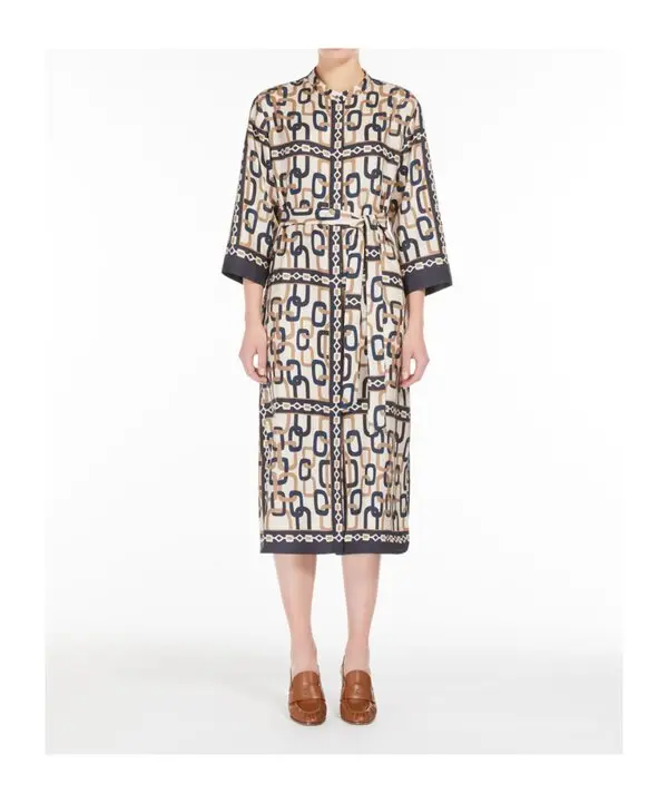 Max Mara All-over Printed Straight Hem Midi Dress