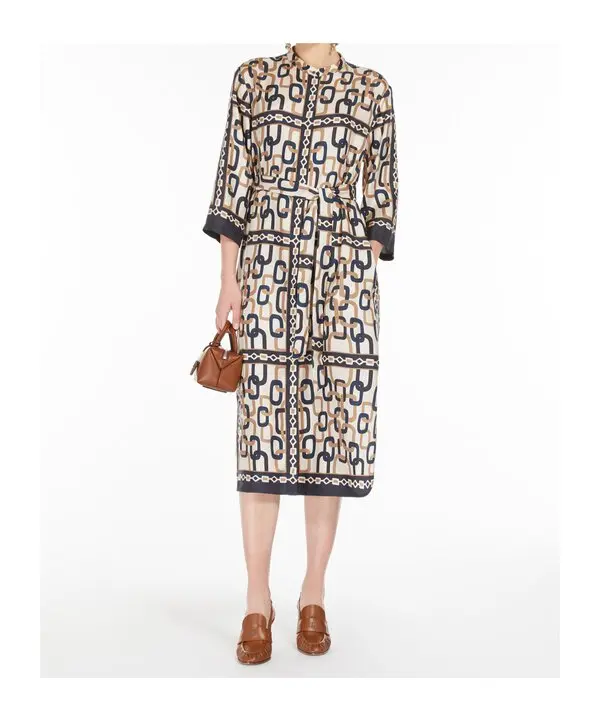 Max Mara All-over Printed Straight Hem Midi Dress