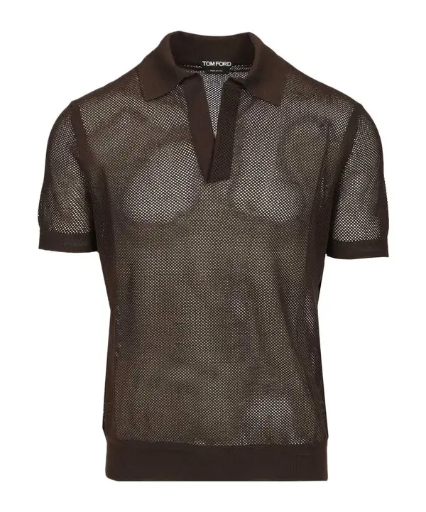 TOM FORD Short Sleeved Polo Shirt - Brown