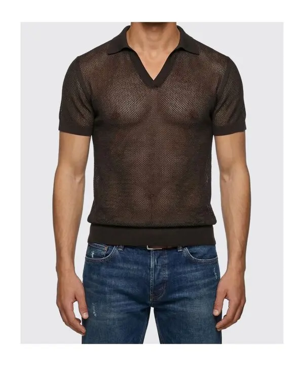 TOM FORD Short Sleeved Polo Shirt - Brown