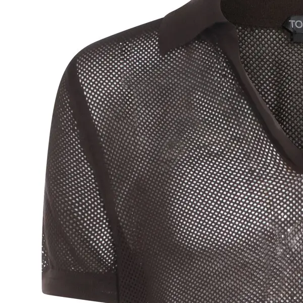 TOM FORD Short Sleeved Polo Shirt - Brown