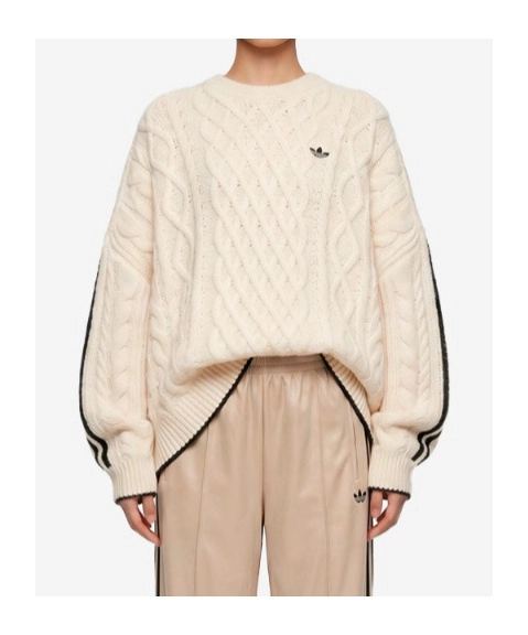 ADIDAS ORIGINALS Cable-knit Side-stripe Sweater