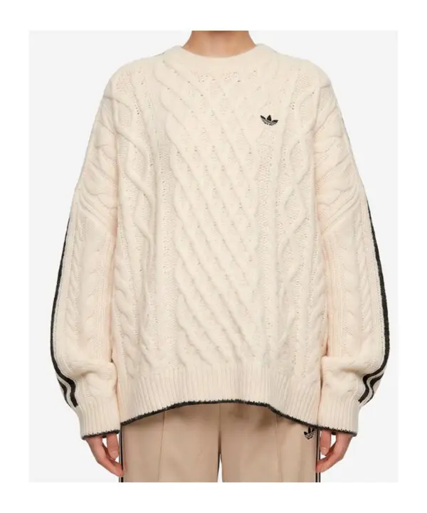 ADIDAS ORIGINALS Cable-knit Side-stripe Sweater