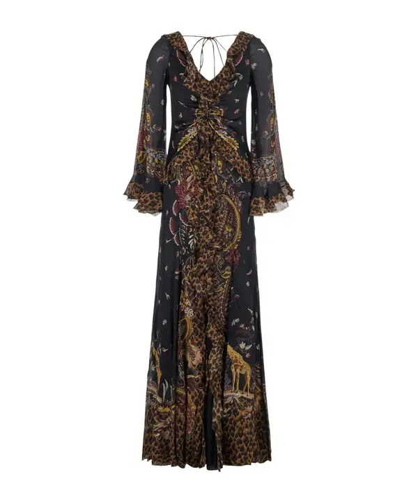 Etro Long Dress With V-neck - Brown