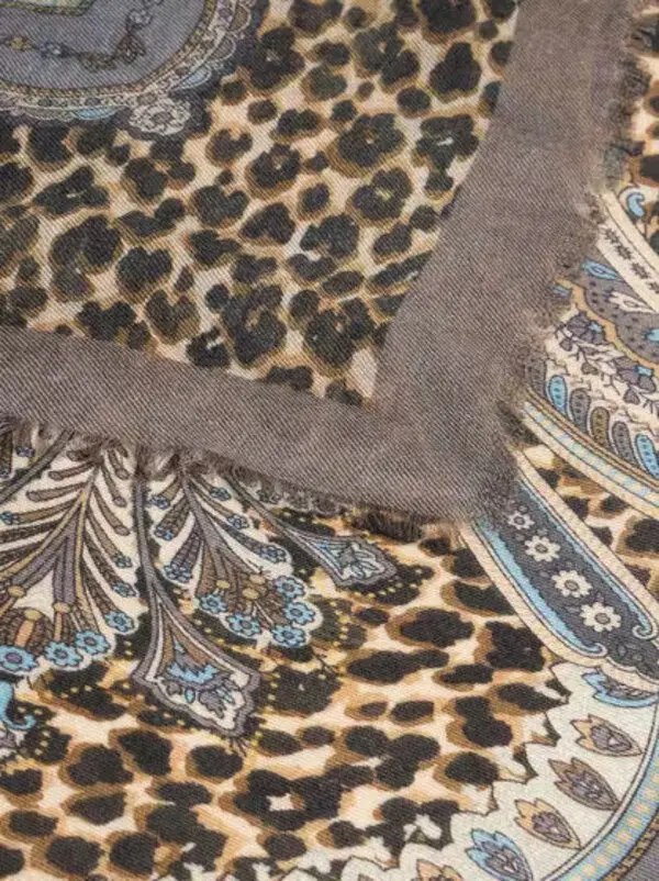 Etro Paisley Leopard Print Scarf