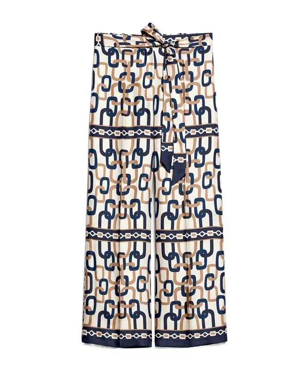 Max Mara Chain-print Wide-leg Pants - Blue