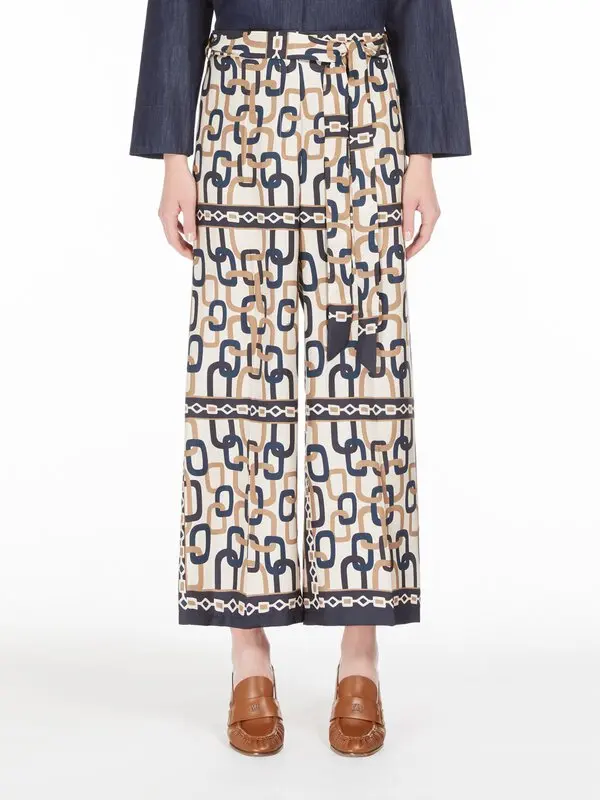 Max Mara Chain-print Wide-leg Pants