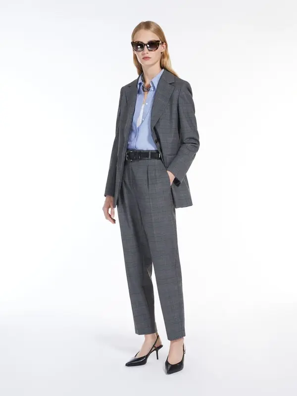 Max Mara Checked Straight Leg Trousers