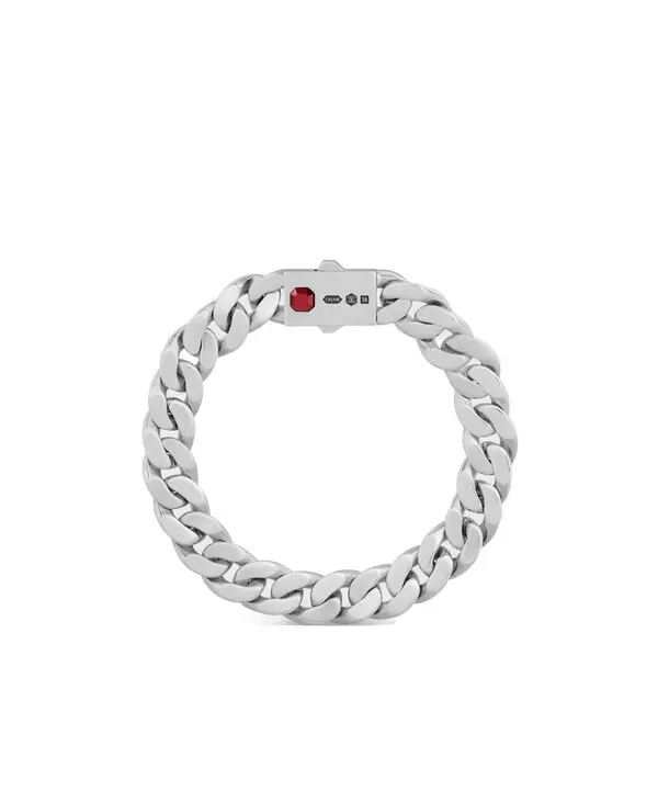 Celine Les Poinçons Bracelet In Sterling Silver And Garnet - Silver/red