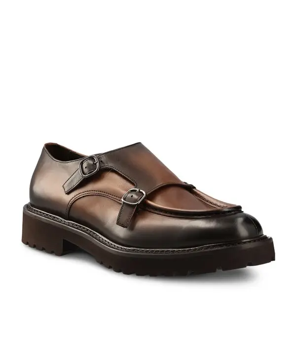 DOUCAL'S Double-buckle Almond Toe Monk Strap Shoes