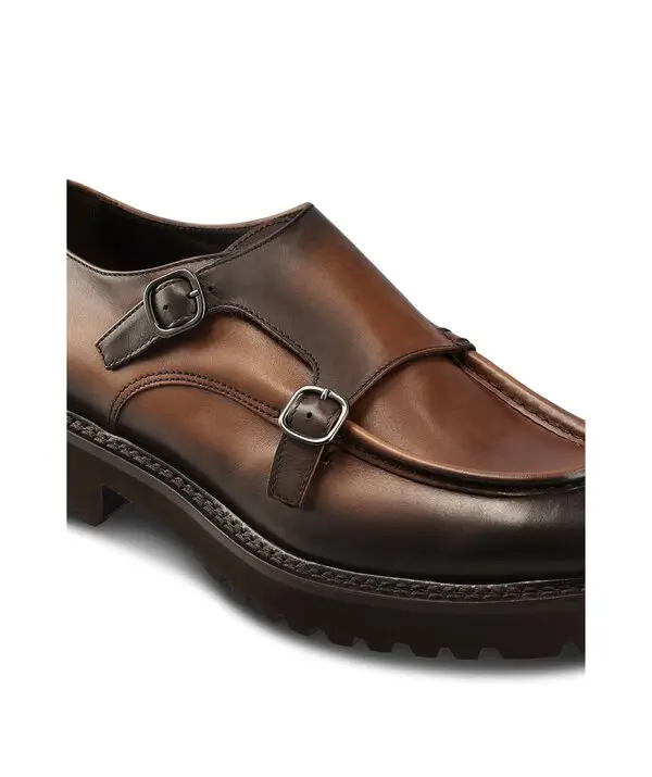 DOUCAL'S Double-buckle Almond Toe Monk Strap Shoes
