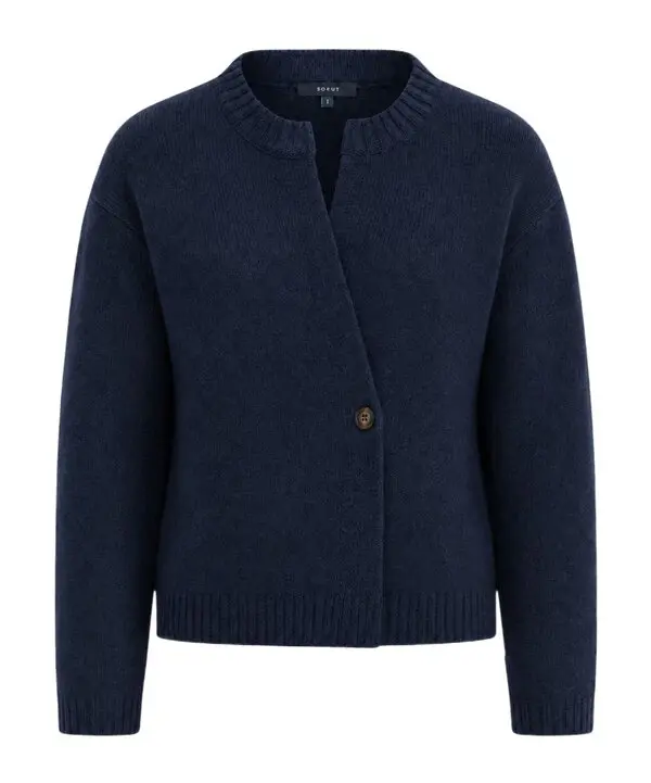 Soeur Long Sleeve Open-front Cardigan - Navy Blue