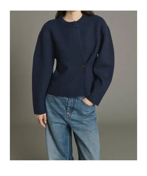 Soeur Long Sleeve Open-front Cardigan - Navy Blue
