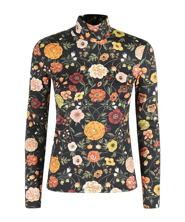 La DoubleJ Floral High-neck Long-sleeve Top