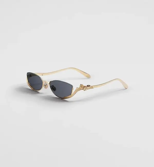 Dior Gold-finish Oval Sunglasses - Grey