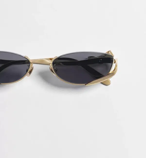 Dior Gold-finish Oval Sunglasses - Grey