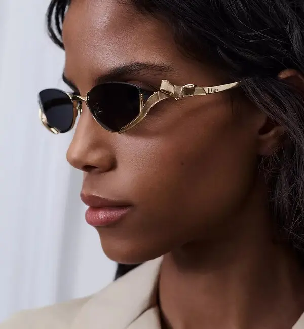 Dior Gold-finish Oval Sunglasses - Grey