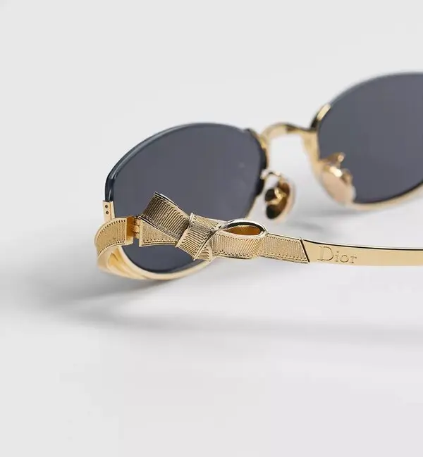 Dior Gold-finish Oval Sunglasses - Grey