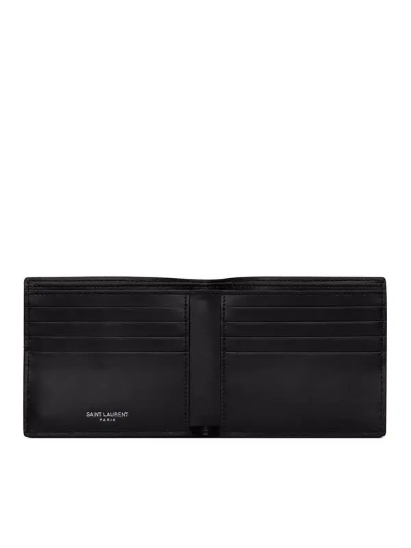 Saint Laurent Tiny Cassandre East/west Wallet In Shiny Leather