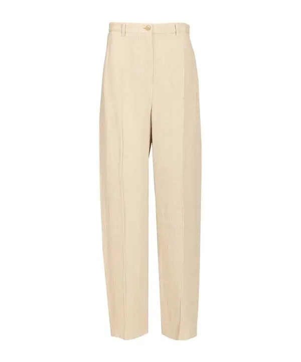 Emporio Armani Pleat Detailed Tailored Trousers - Light Beige