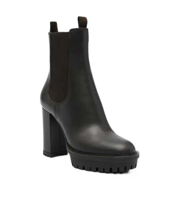 GIANVITO ROSSI Platform Leather Chelsea Boots - Brown