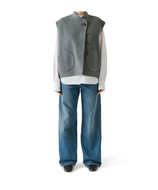Soeur High-neck Sleeveless Vest - Light Gray