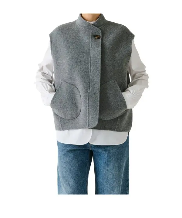 Soeur High-neck Sleeveless Vest - Light Gray