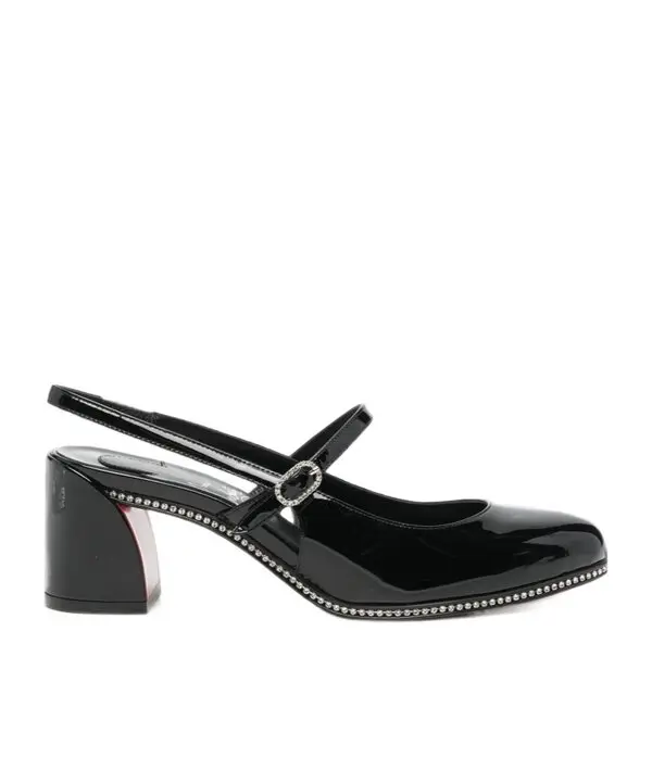 CHRISTIAN LOUBOUTIN Round Toe Slingback Block Heel Sandals