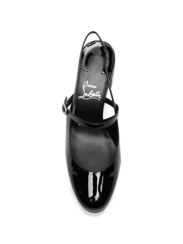 CHRISTIAN LOUBOUTIN Round Toe Slingback Block Heel Sandals