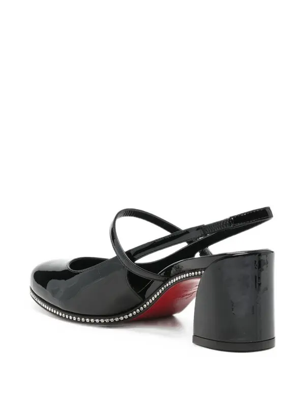 CHRISTIAN LOUBOUTIN Round Toe Slingback Block Heel Sandals