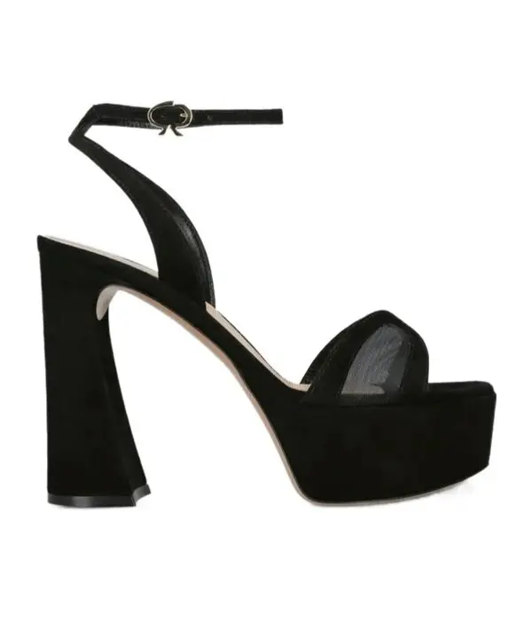 GIANVITO ROSSI Suede Platform Ankle-strap Sandals