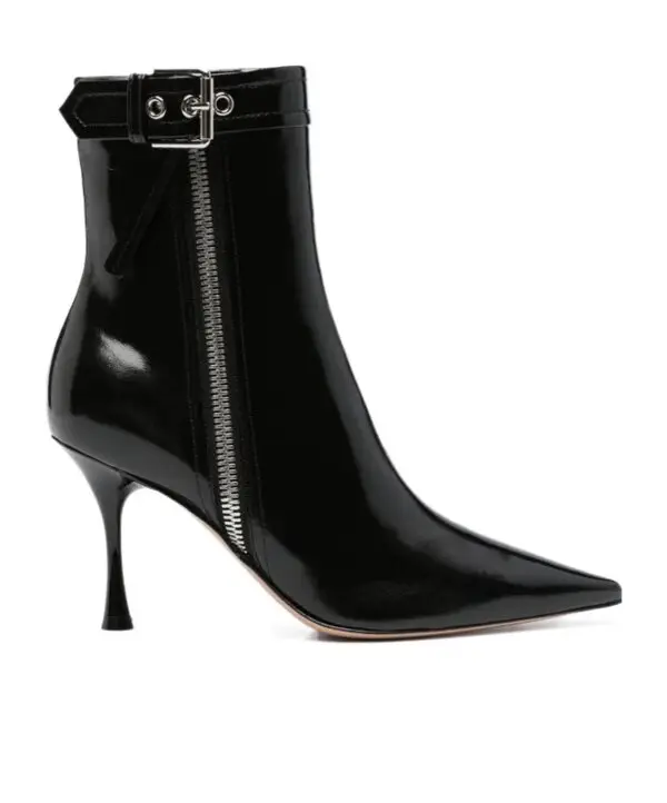 GIANVITO ROSSI 95mm Leather Pointed Toe Ankle Boots