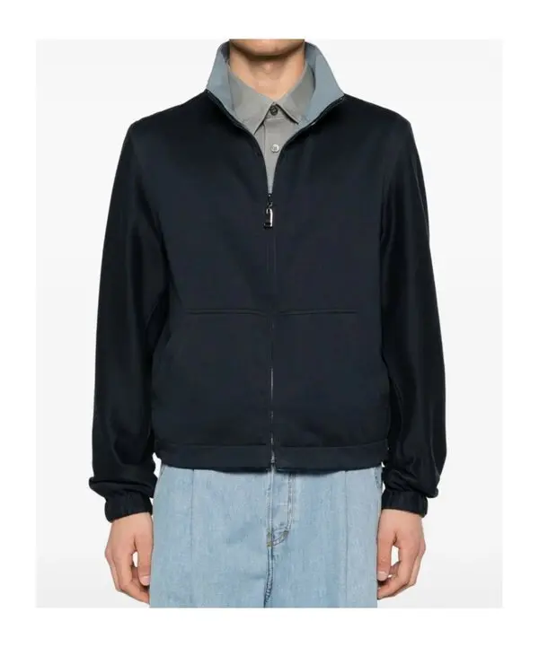 Brioni Zip-fastening Long-sleeve Jacket With Stand Collar
