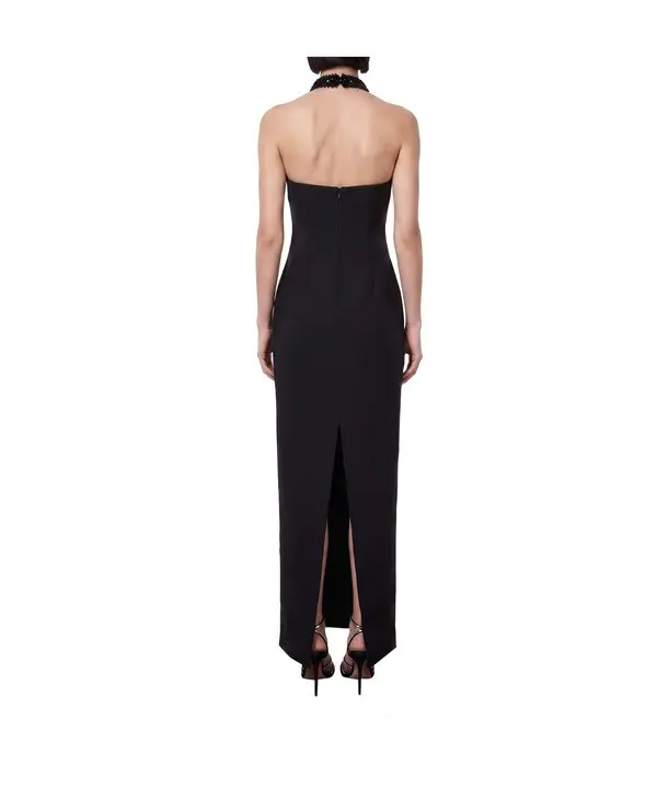 Roland Mouret Embellished Halter Neck Crepe Gown
