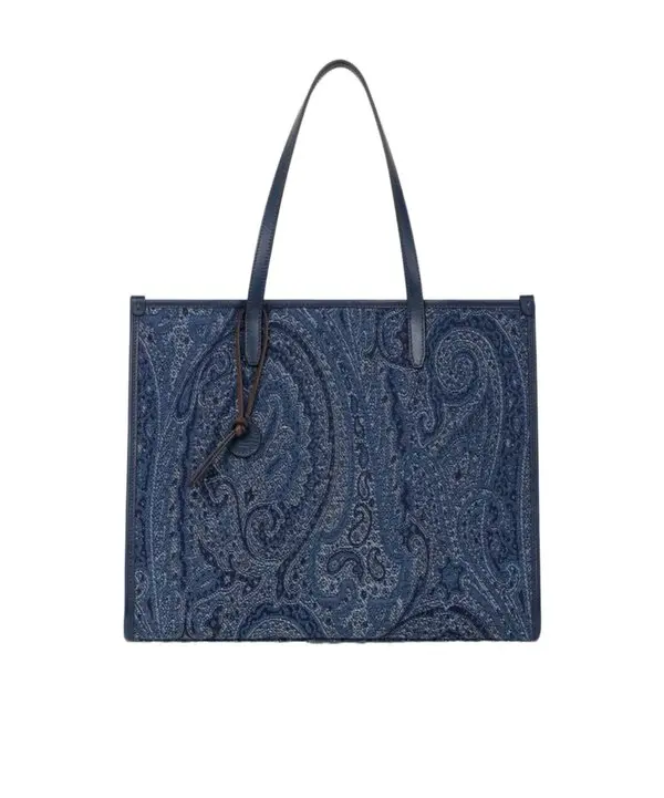 Etro Lovetrotter Jacquard Denim Tote Bag - Blue