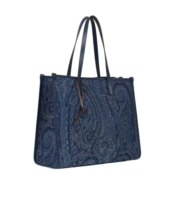 Etro Love Trotter Jacquard Denim Tote Bag - Blue
