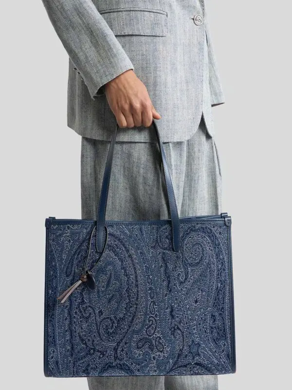 Etro Love Trotter Jacquard Denim Tote Bag - Blue
