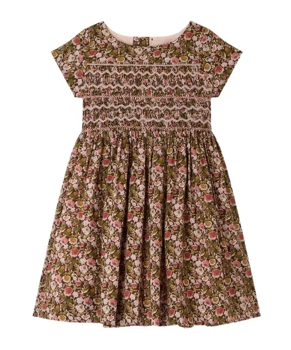 Bonpoint Duchesse Smocked Floral-print Mini Dress - Eggplant