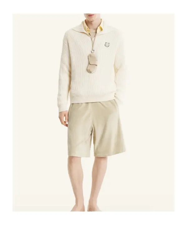 Maison Kitsuné Fox Head Ribbed Polo Jumper