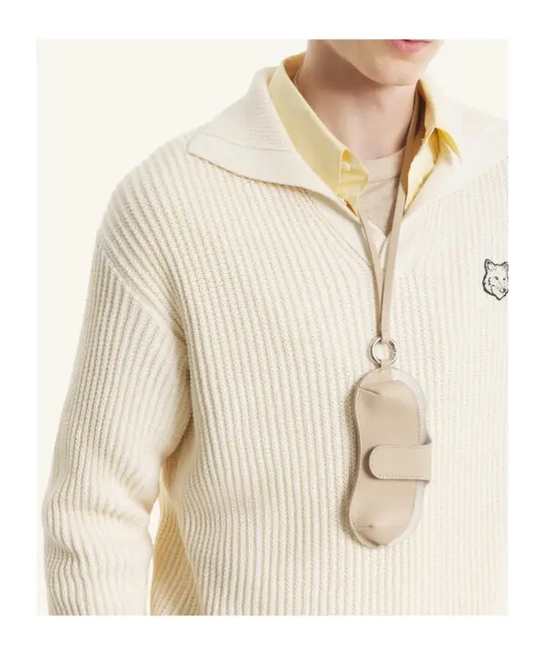 Maison Kitsuné Fox Head Ribbed Polo Jumper