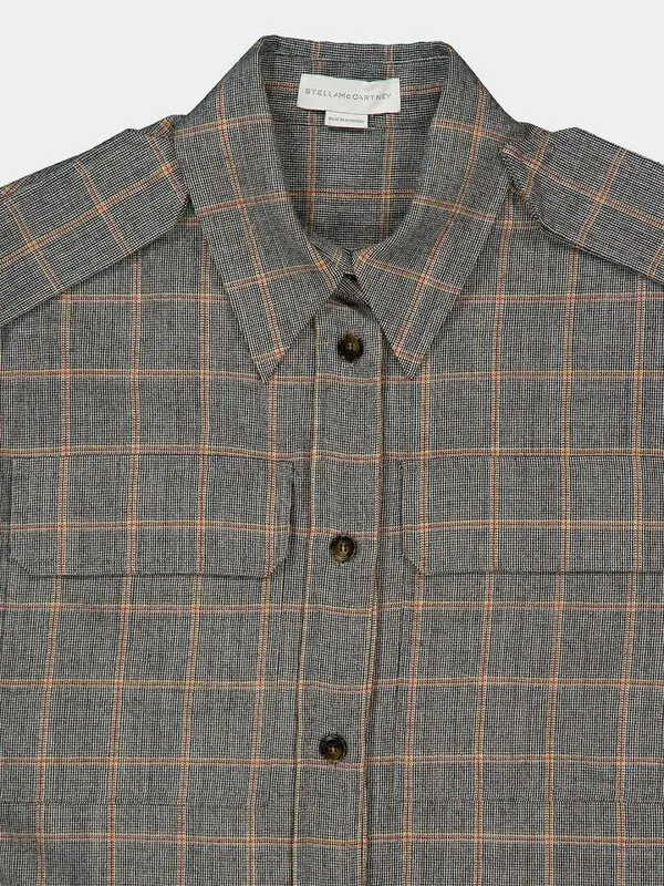 Stella McCartney Check-pattern Epaulette Shirt Mini Dress
