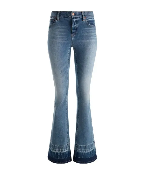 ALICEOLIVIA Alice + Olivia Flared Jeans With Distressed Cuffs